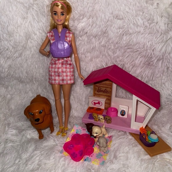 Barbie | Toys | Barbie Doll With Mommy Dog Newborn Puppies Dog Set ...